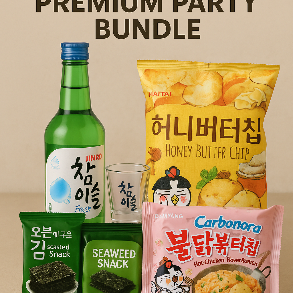Korean Soju Gift Set with Shot Glass & Snacks - Adult Party Bundle | HARU